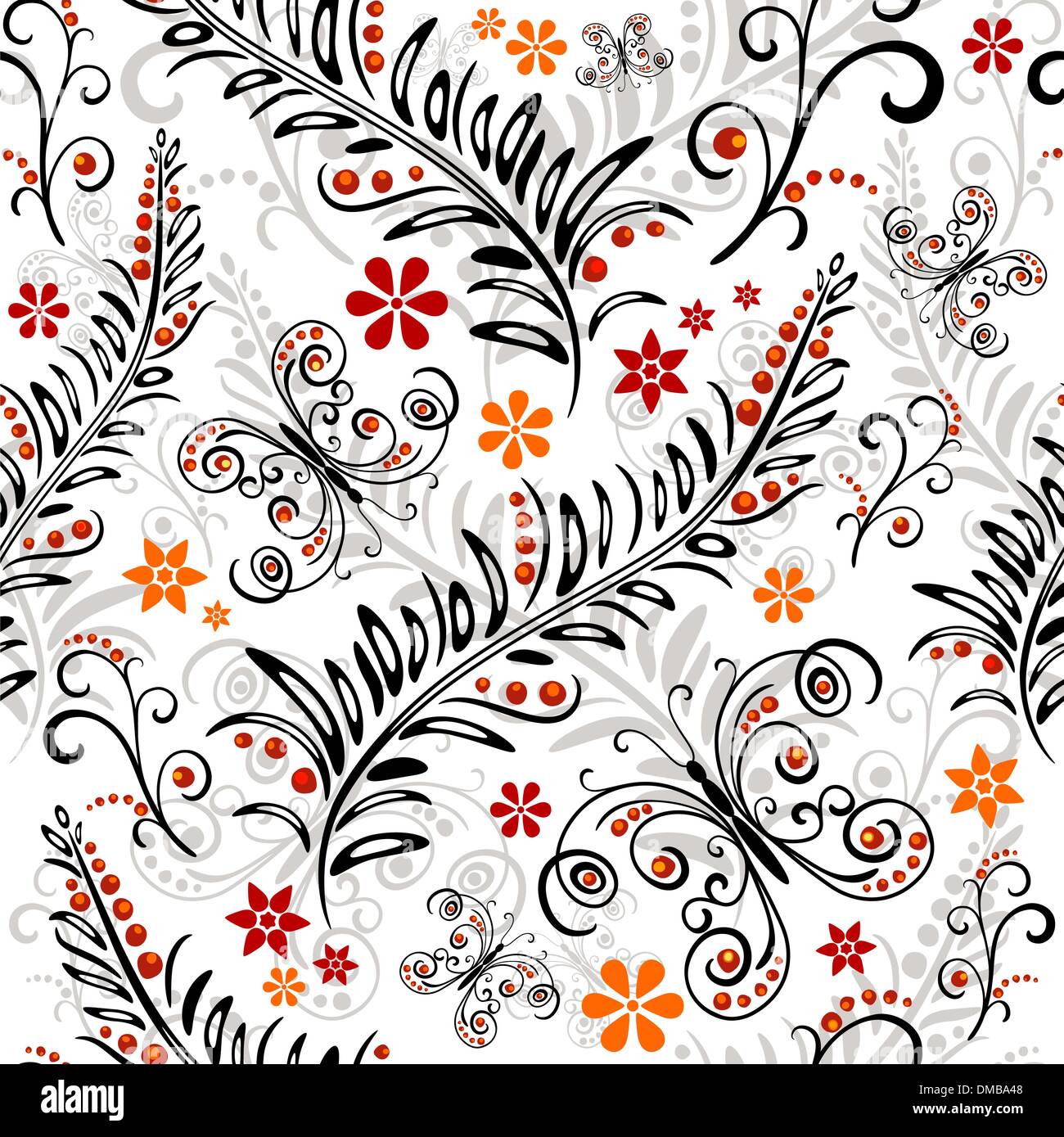 White seamless floral pattern Stock Vector Image & Art - Alamy