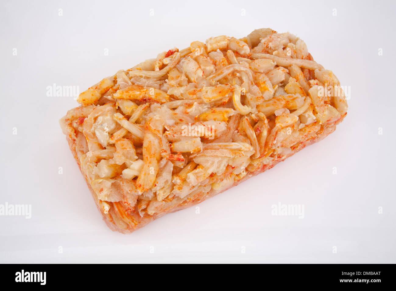 Frozen fish products laid on ice to be showcased for consumption ...