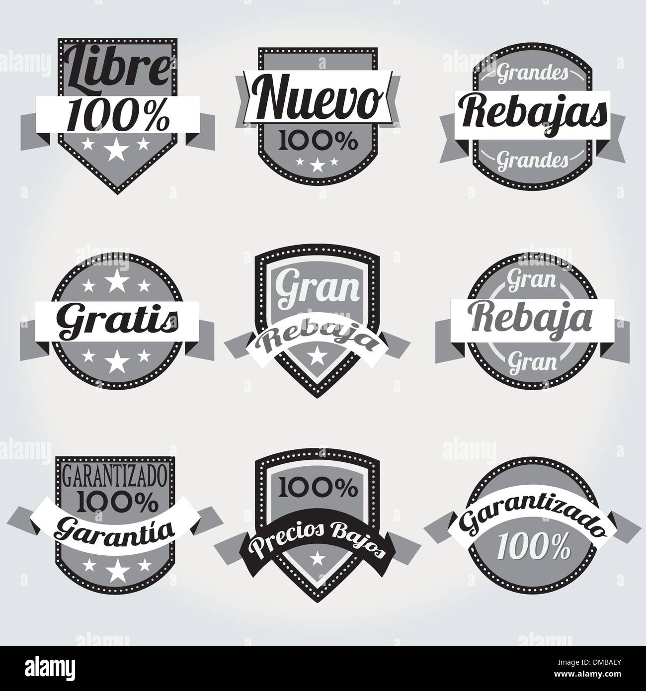 Set spanish vector labels retro sales free Stock Vector Image & Art - Alamy