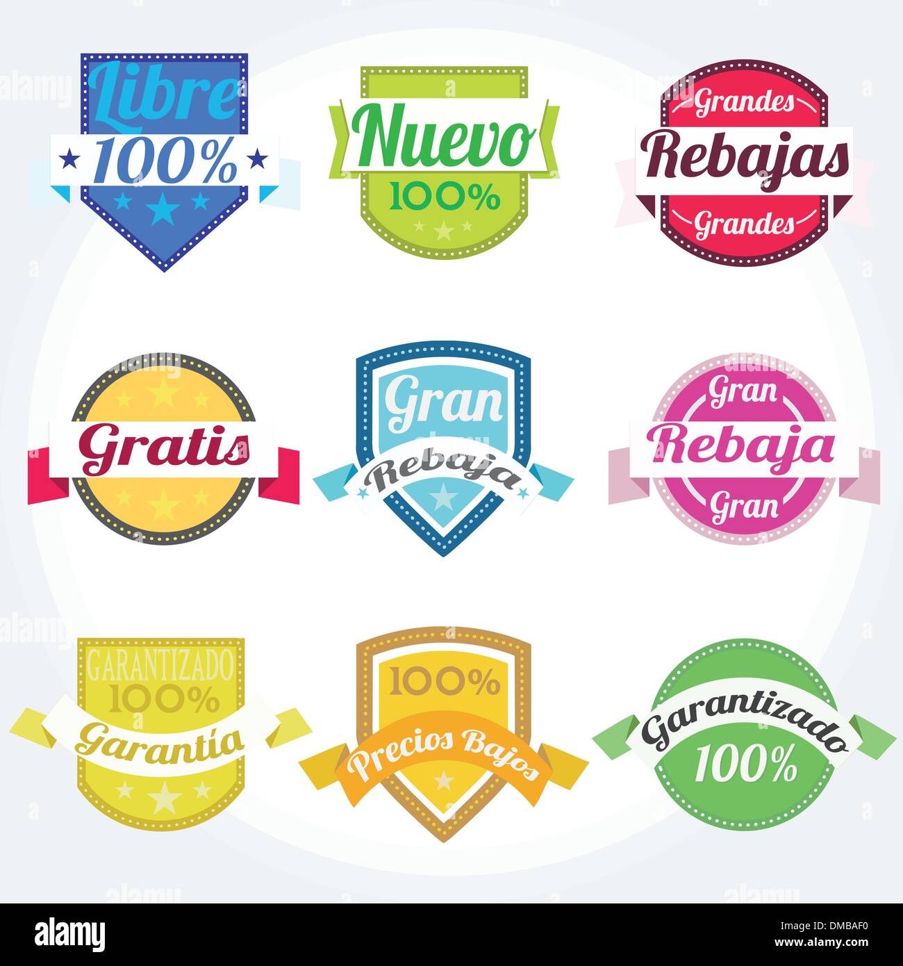 Set spanish vector labels retro sales free Stock Vector Image & Art - Alamy