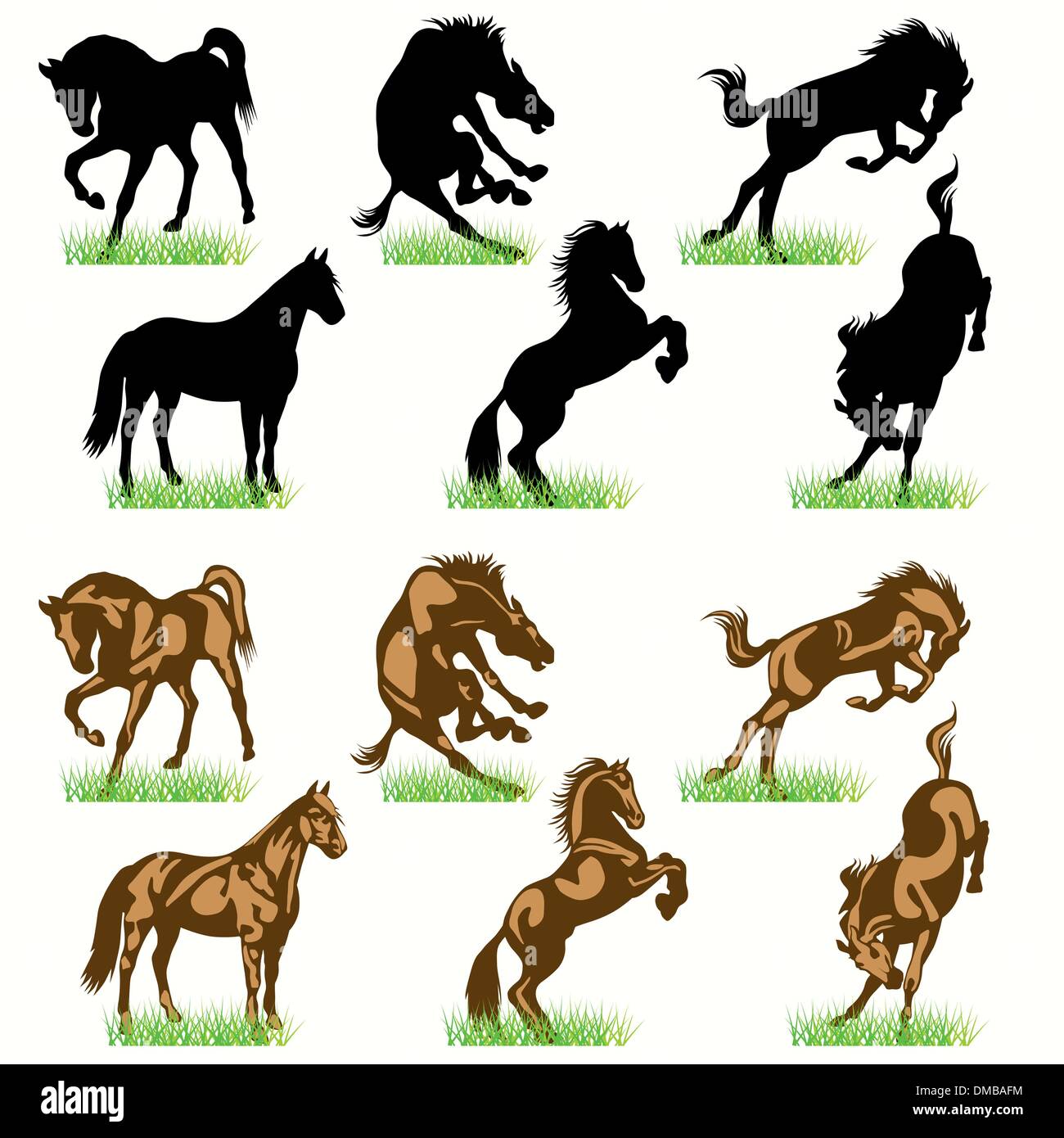 12 Horses Silhouettes Set Stock Vector Image & Art - Alamy