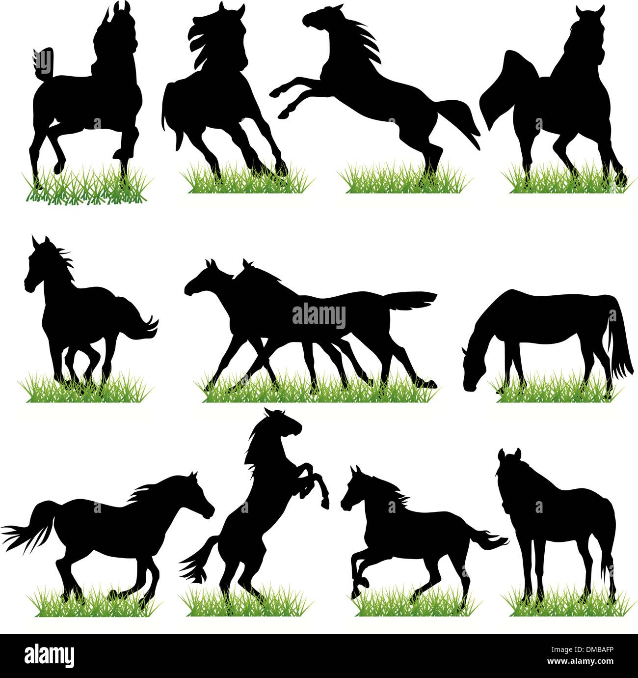 12 Horses Silhouettes Set Stock Vector Image & Art - Alamy