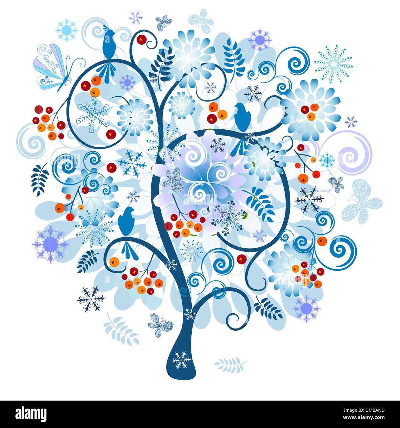 Birds winter tree Stock Vector Images - Alamy