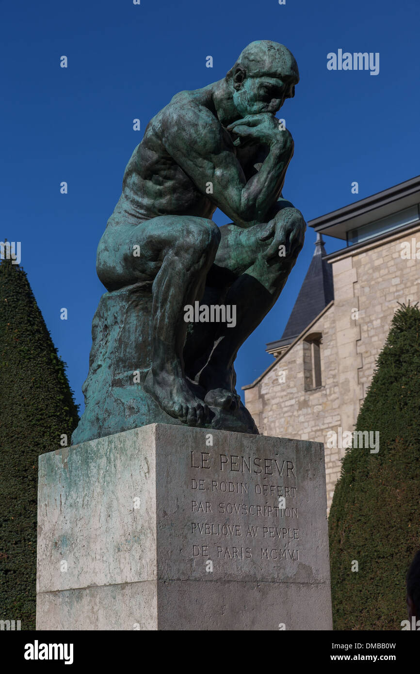 THE THINKER BY AUGUSTE RODIN IN THE GARDENS OF THE MUSEUM, CREATED IN ...