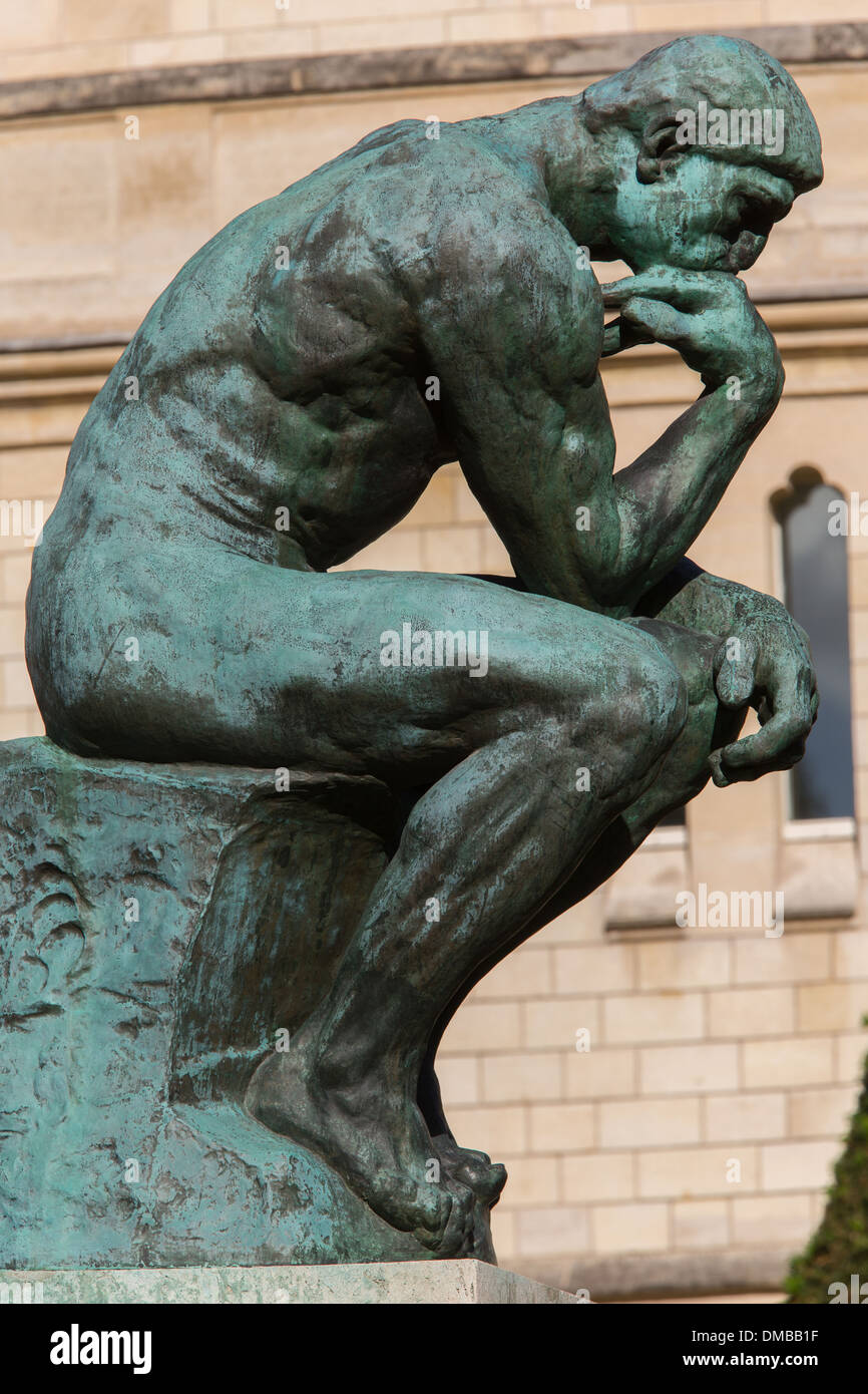 THE THINKER BY AUGUSTE RODIN IN THE GARDENS OF THE MUSEUM, CREATED IN ...