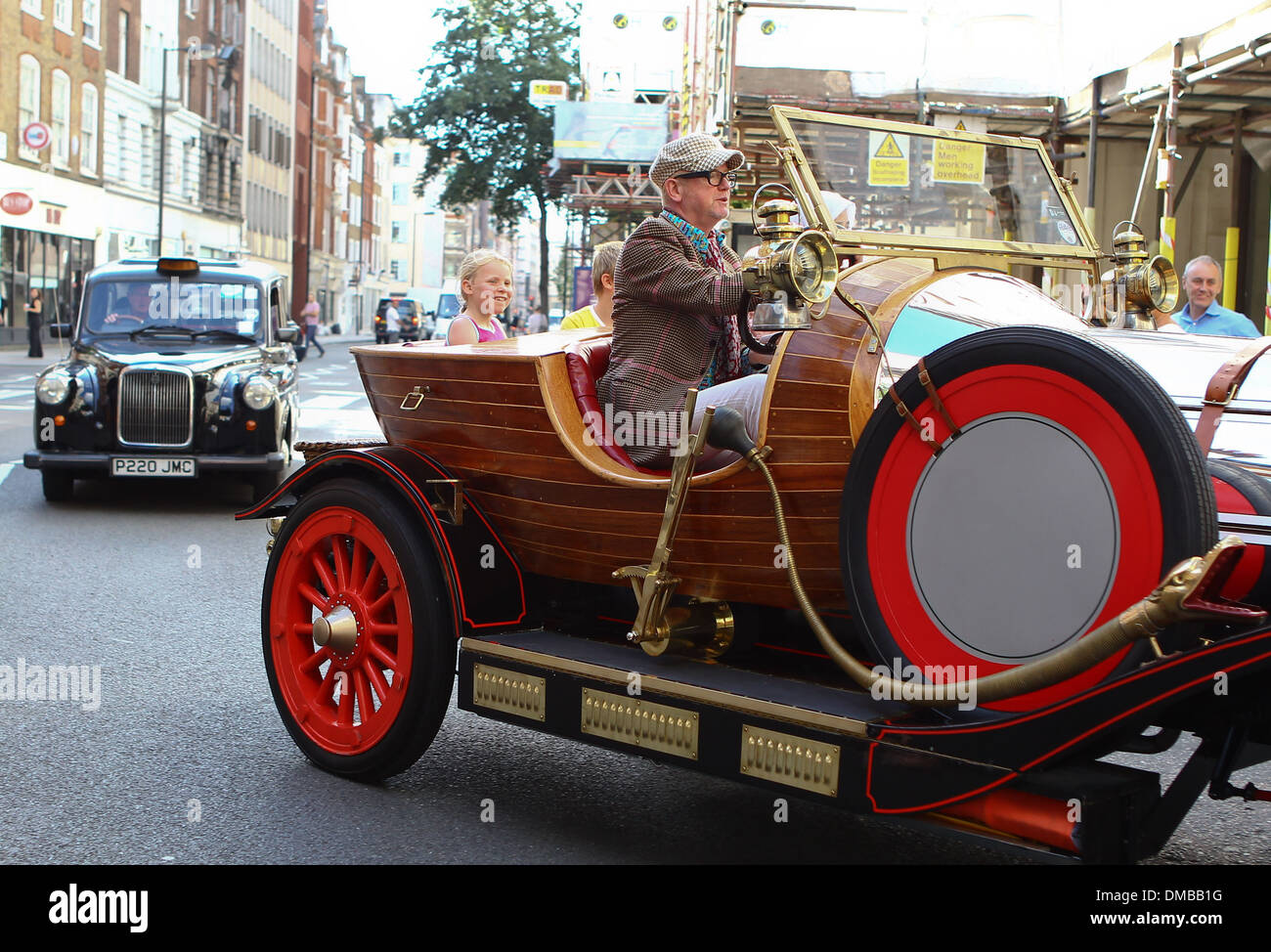 Chris Evans drives original Chitty Chitty Bang Bang car outside BBC ...