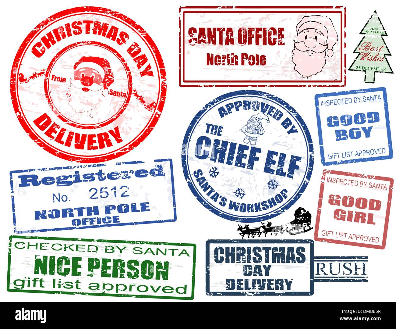 Set of Christmas stamps Stock Vector Image & Art - Alamy