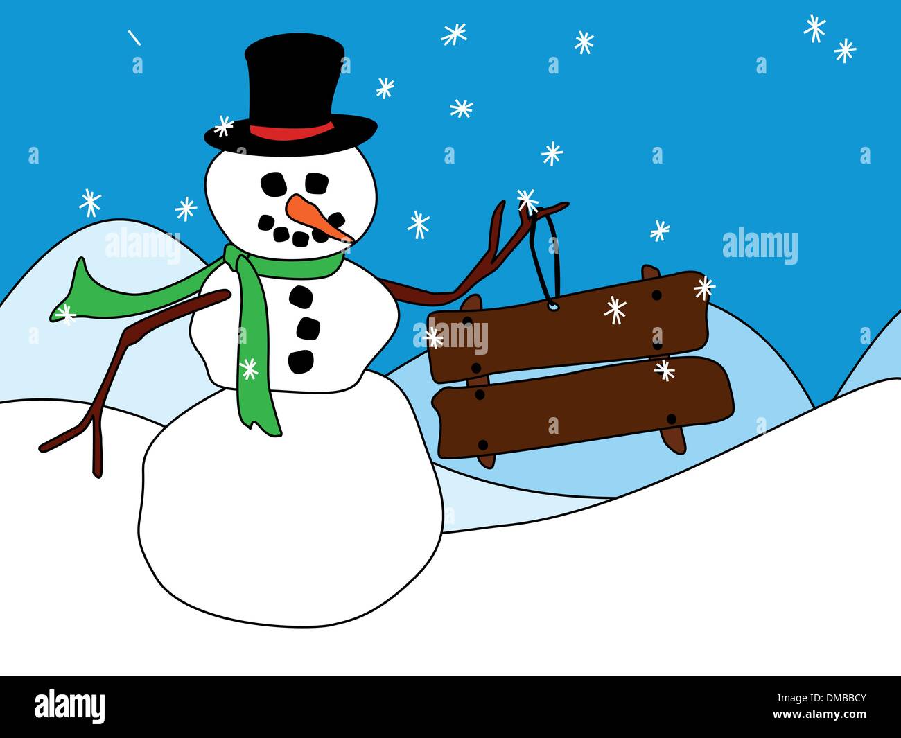 Snowman with wood sign or placard Stock Vector Image & Art - Alamy