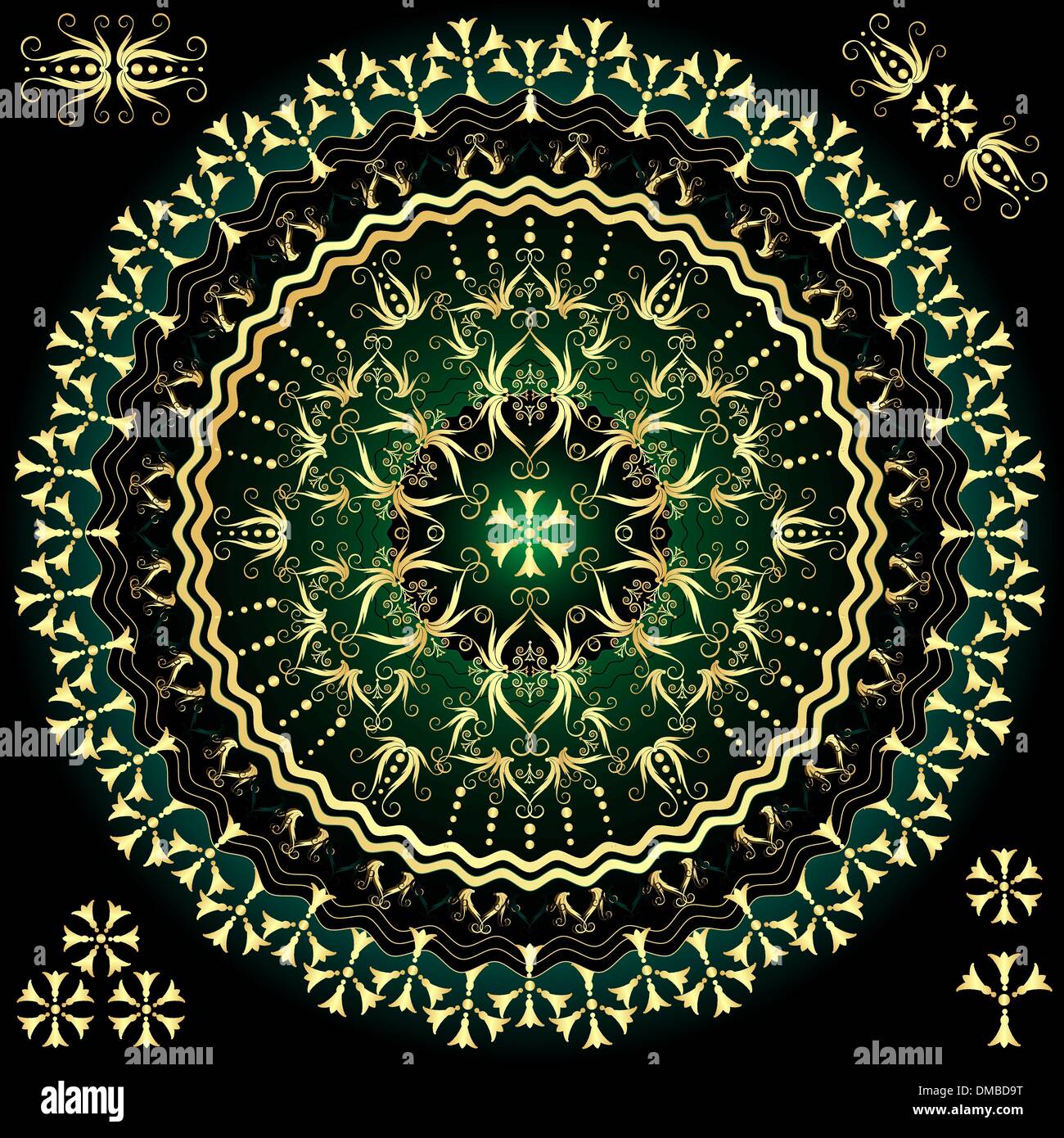 Decorative star green golden Stock Vector Images - Alamy