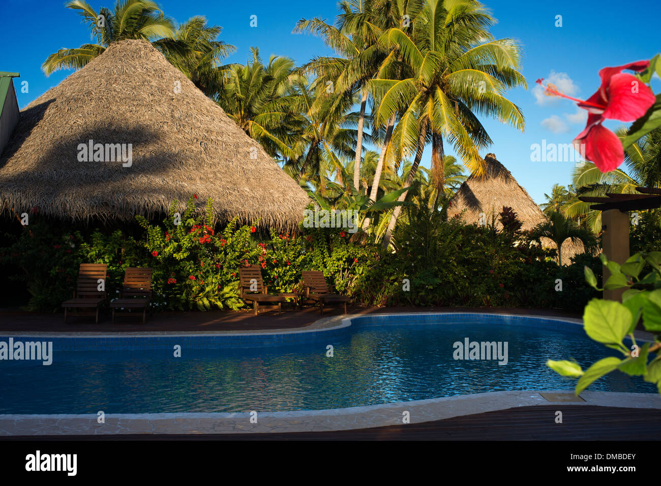 Aitutaki. Cook Island. Polynesia. South Pacific Ocean. Swimming pool of ...