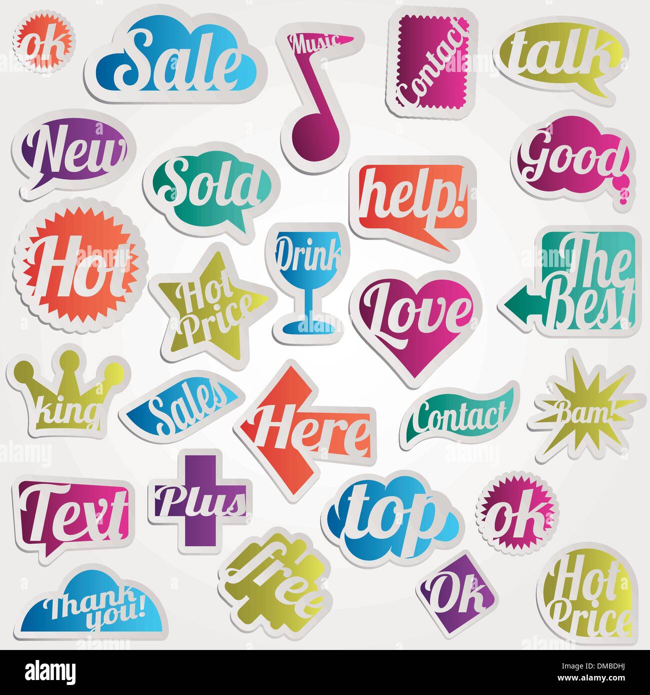 Set bubble vector sticker for text icons symbols Stock Vector Image ...