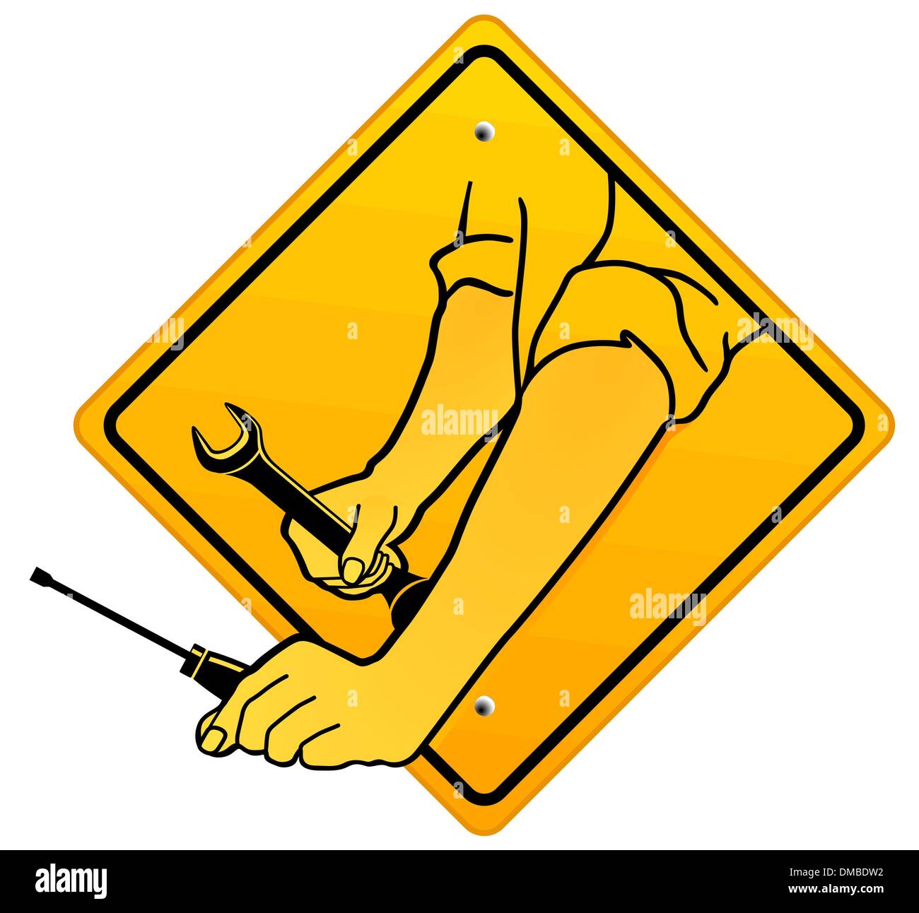 Mechanic wrench fixing car Stock Vector Images - Alamy