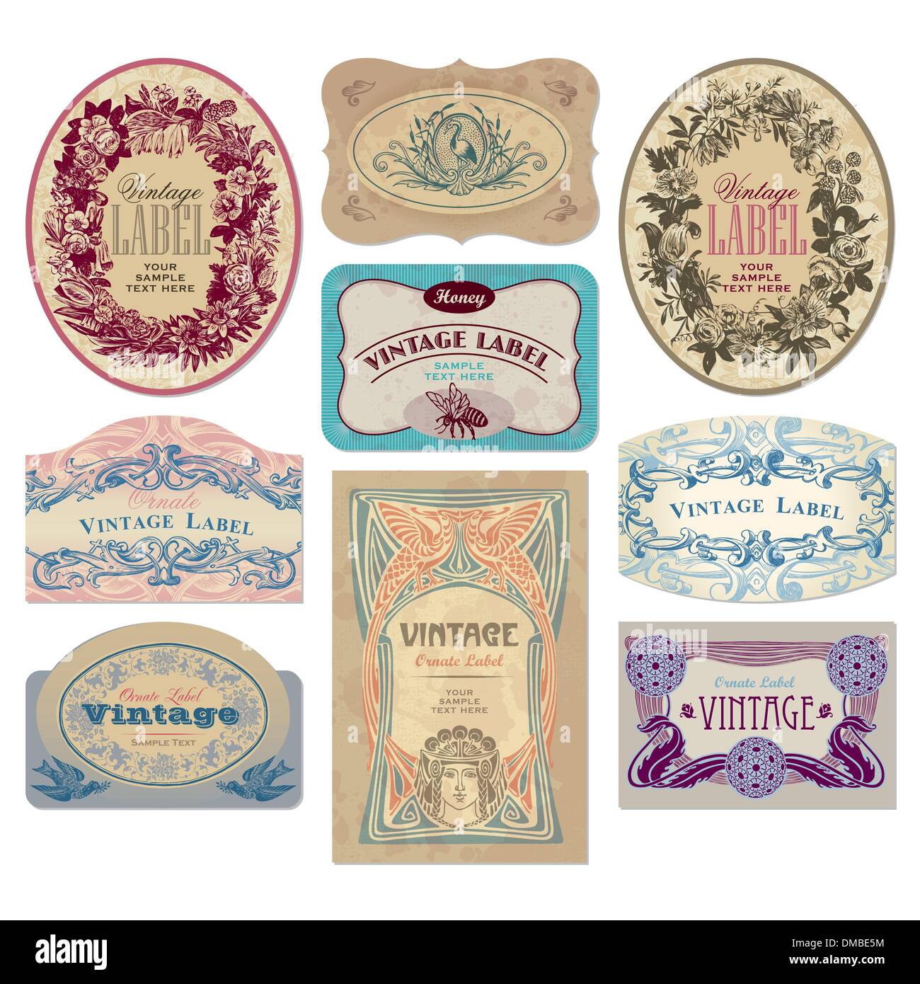 Set of vintage ornate labels hi-res stock photography and images - Alamy