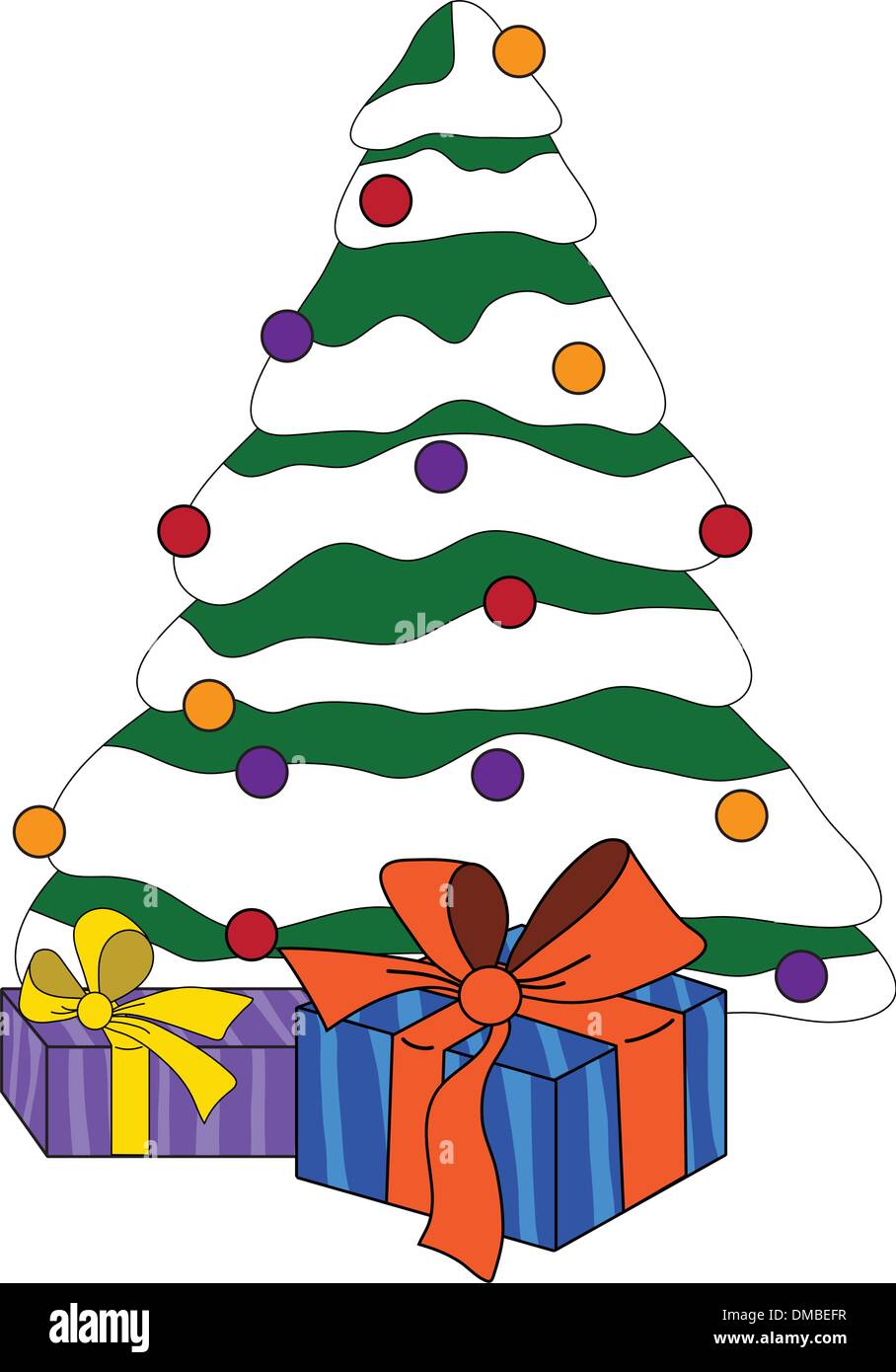 Christmas Tree With Presents Drawing