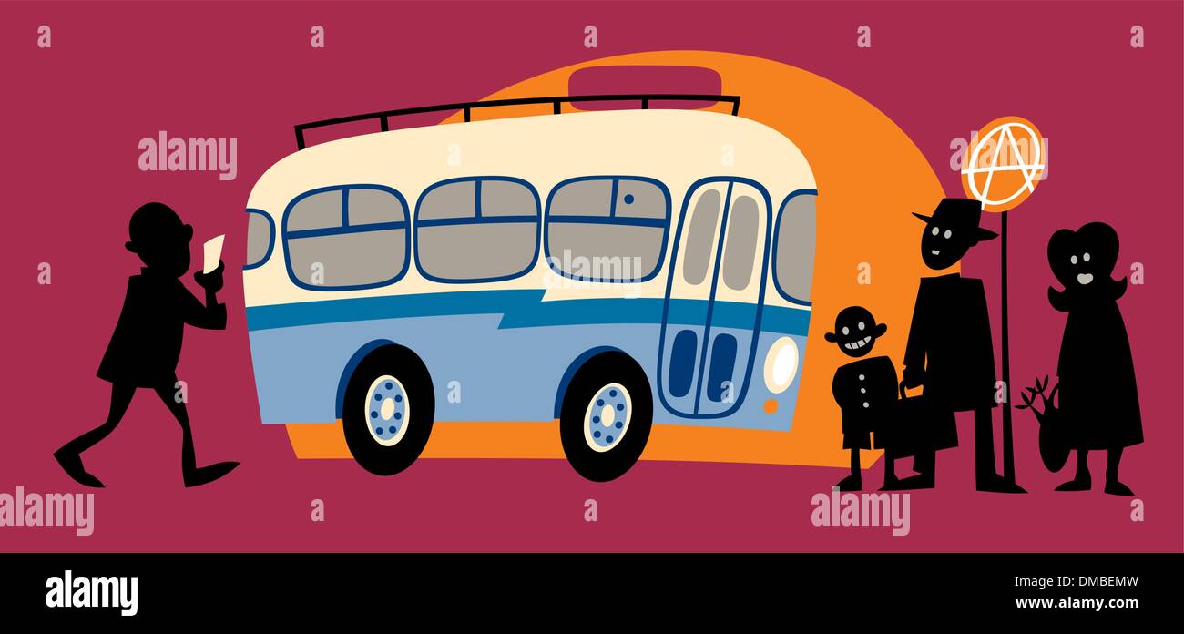 People bus stop waiting transport Stock Vector Images - Alamy