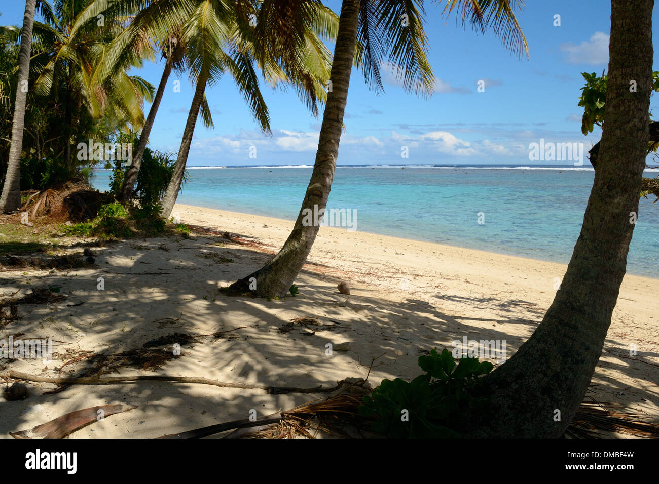 The gorgeous turquoise sea and desert beach in Rarotonga, Cook Islands ...