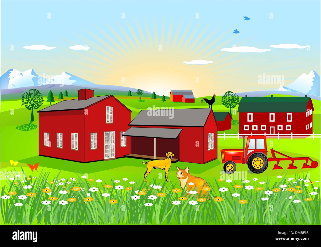 Cat family outdoors Stock Vector Images - Alamy