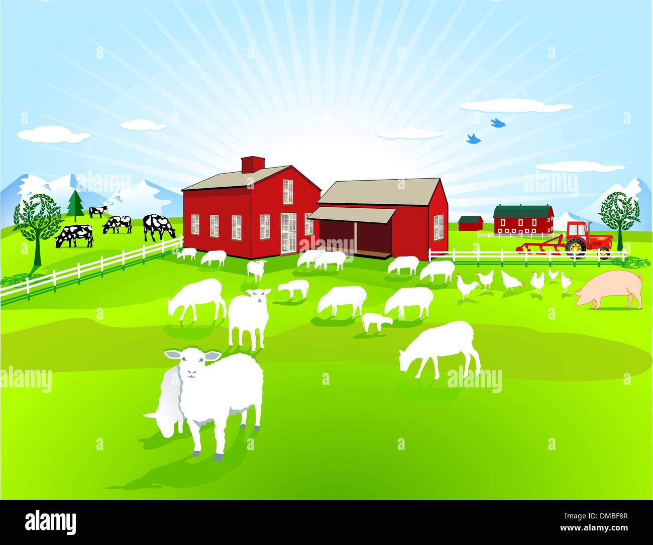 Farm animals on pasture Stock Vector Images - Alamy