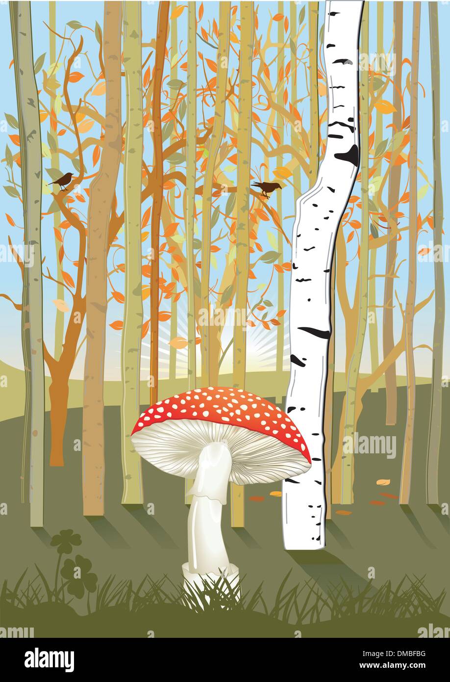 Forest with mushroom Stock Vector Image & Art - Alamy