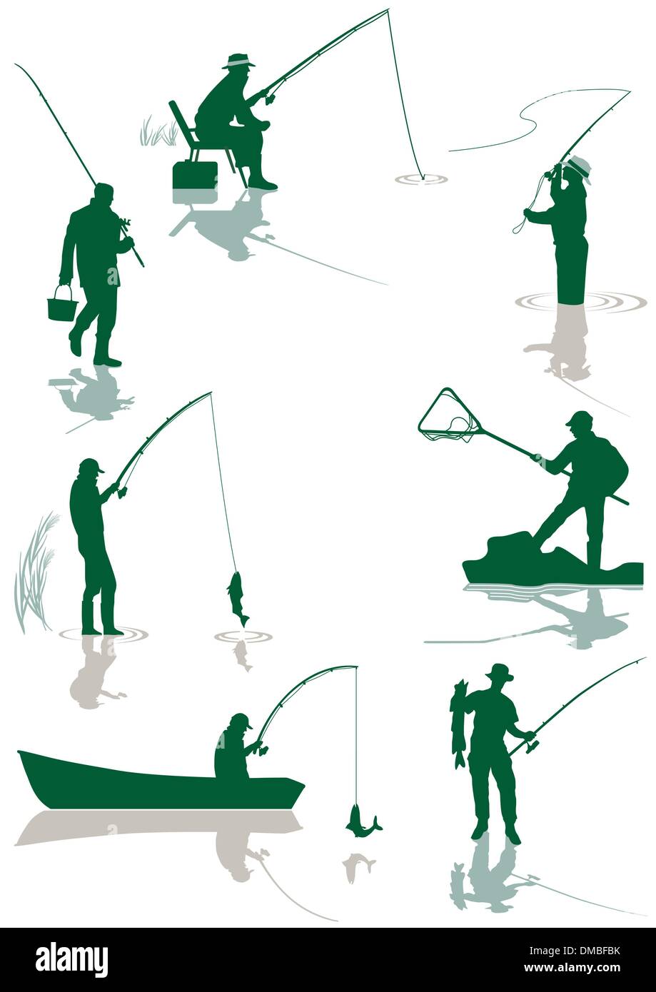 People fishing sunset Stock Vector Images - Alamy