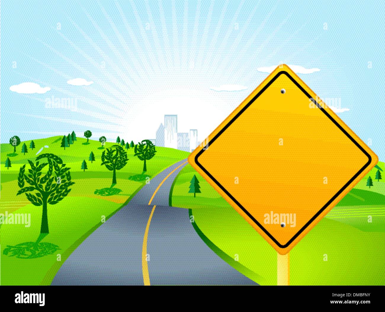scenery with road sign Stock Vector Image & Art - Alamy