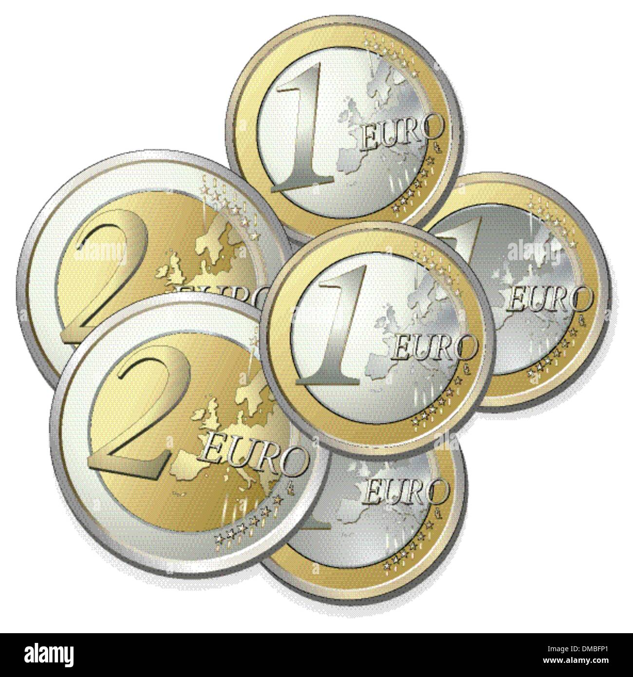 1 and 2 Euro Stock Vector Image & Art - Alamy