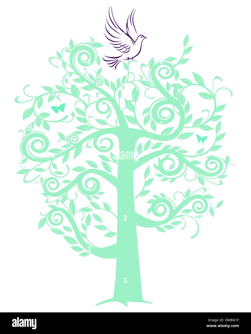 dove with tree Stock Vector Image & Art - Alamy