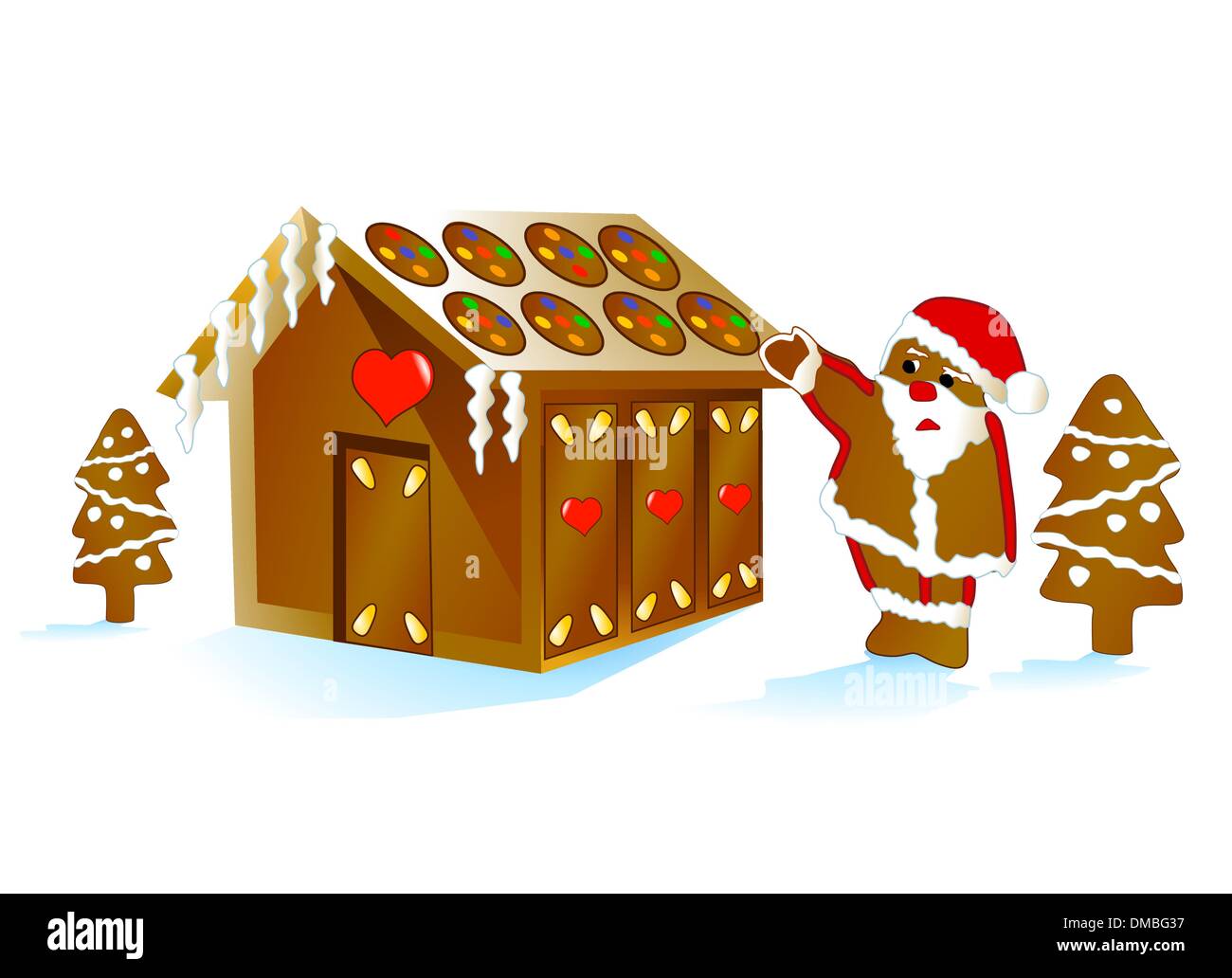 Santa Claus with Gingerbread House Stock Vector Image & Art - Alamy