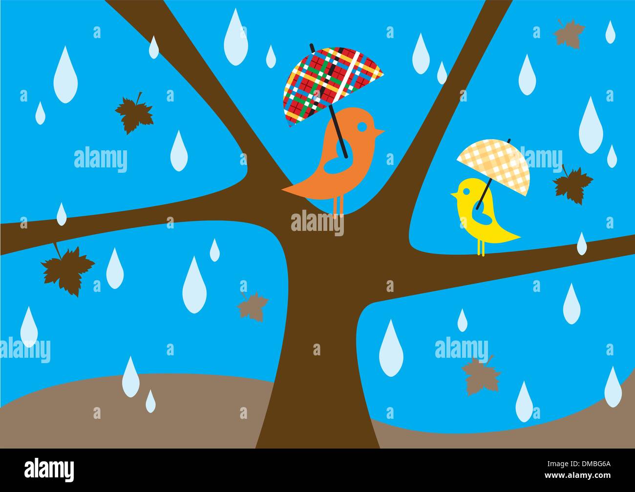 birds on autumn tree, vector Stock Vector Image & Art - Alamy