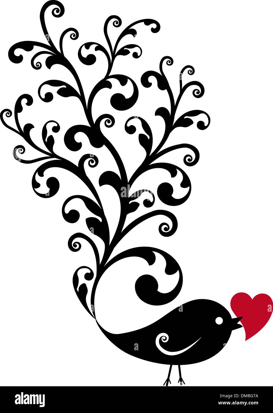 bird with heart, vector Stock Vector Image & Art - Alamy