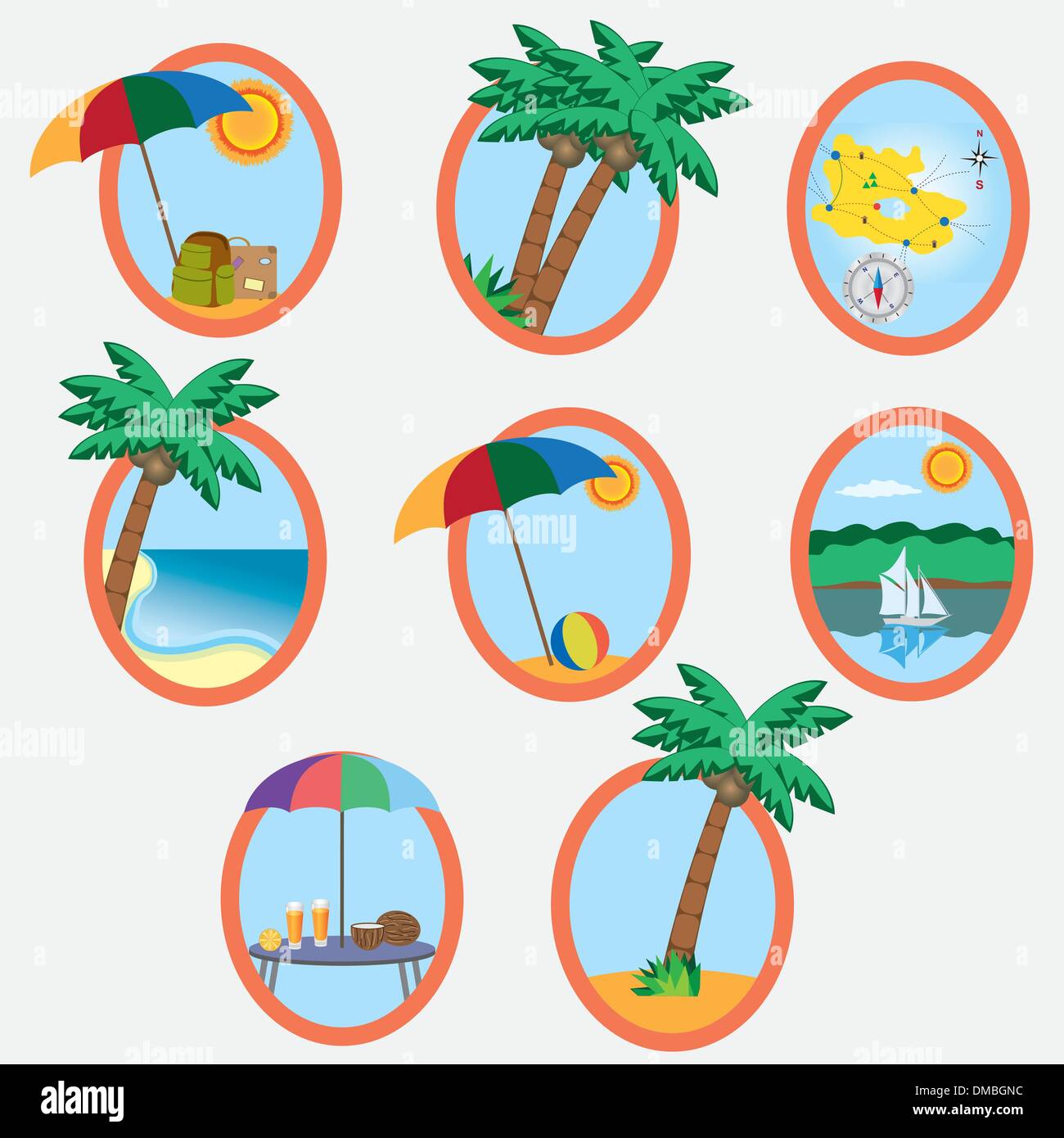 Icons with vacation theme Stock Vector Image & Art - Alamy