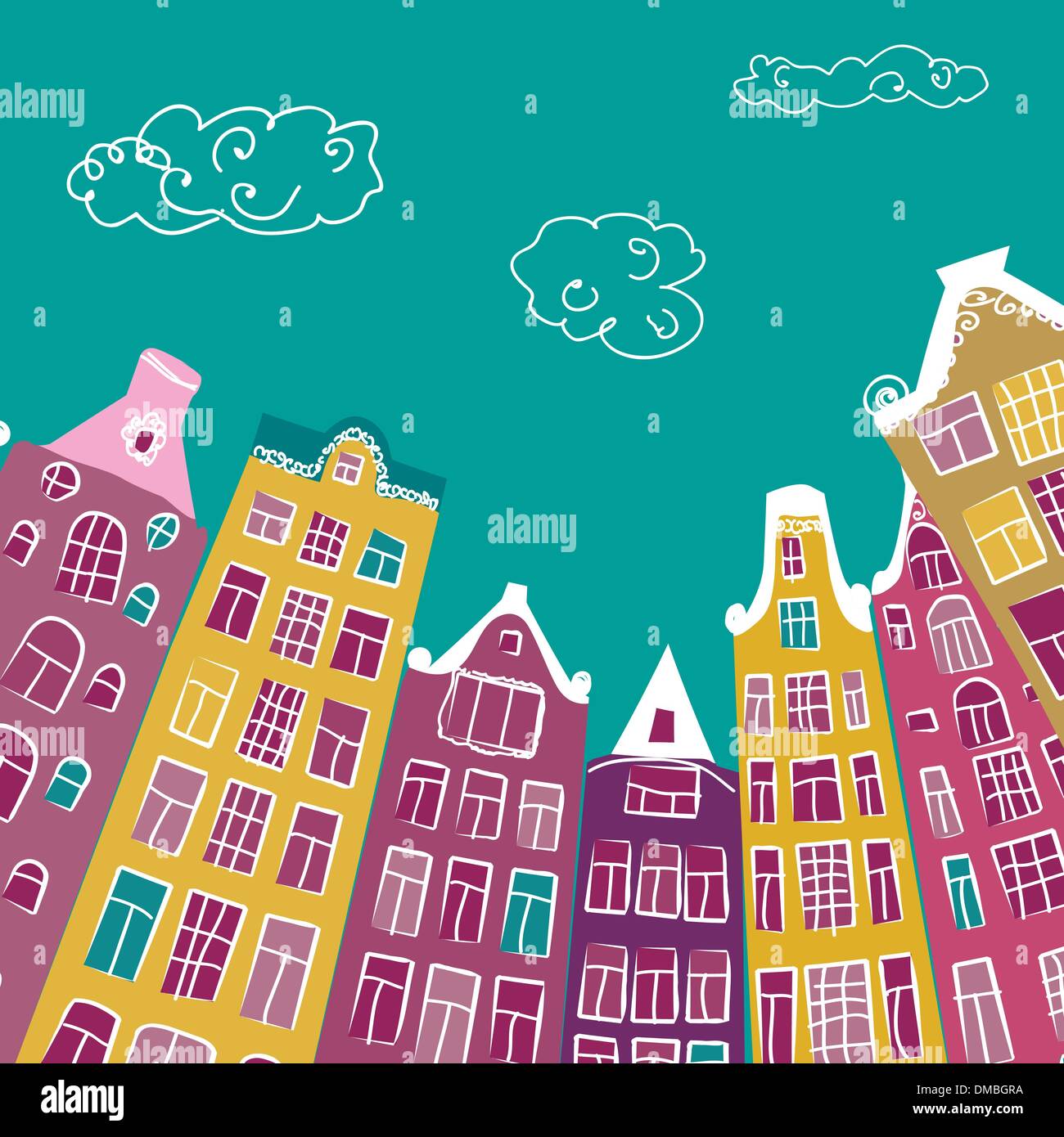 Roofs of blue city Stock Vector Images - Alamy