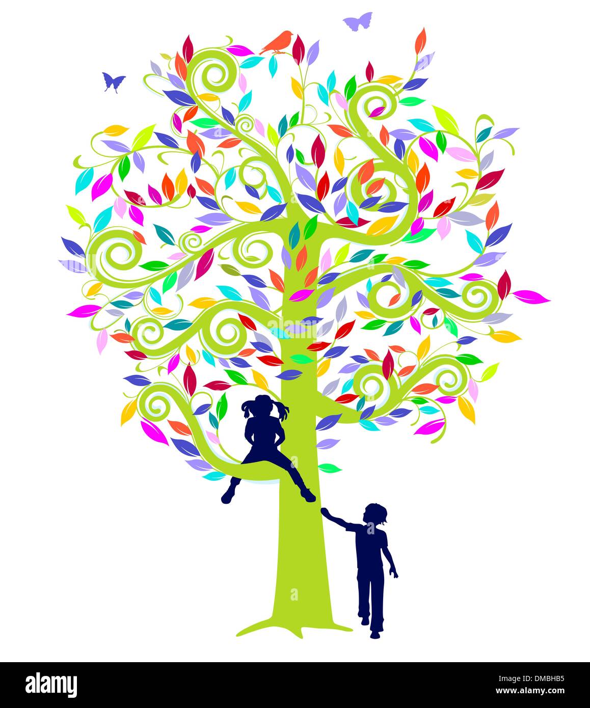 color tree and children Stock Vector Image & Art - Alamy