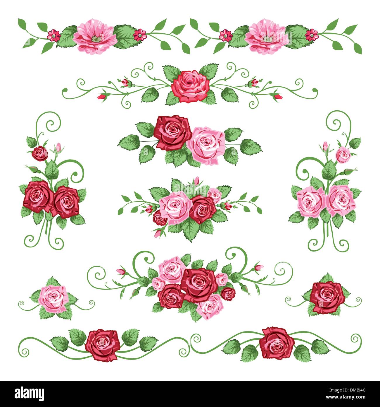 Vintage border roses Cut Out Stock Images & Pictures - Alamy