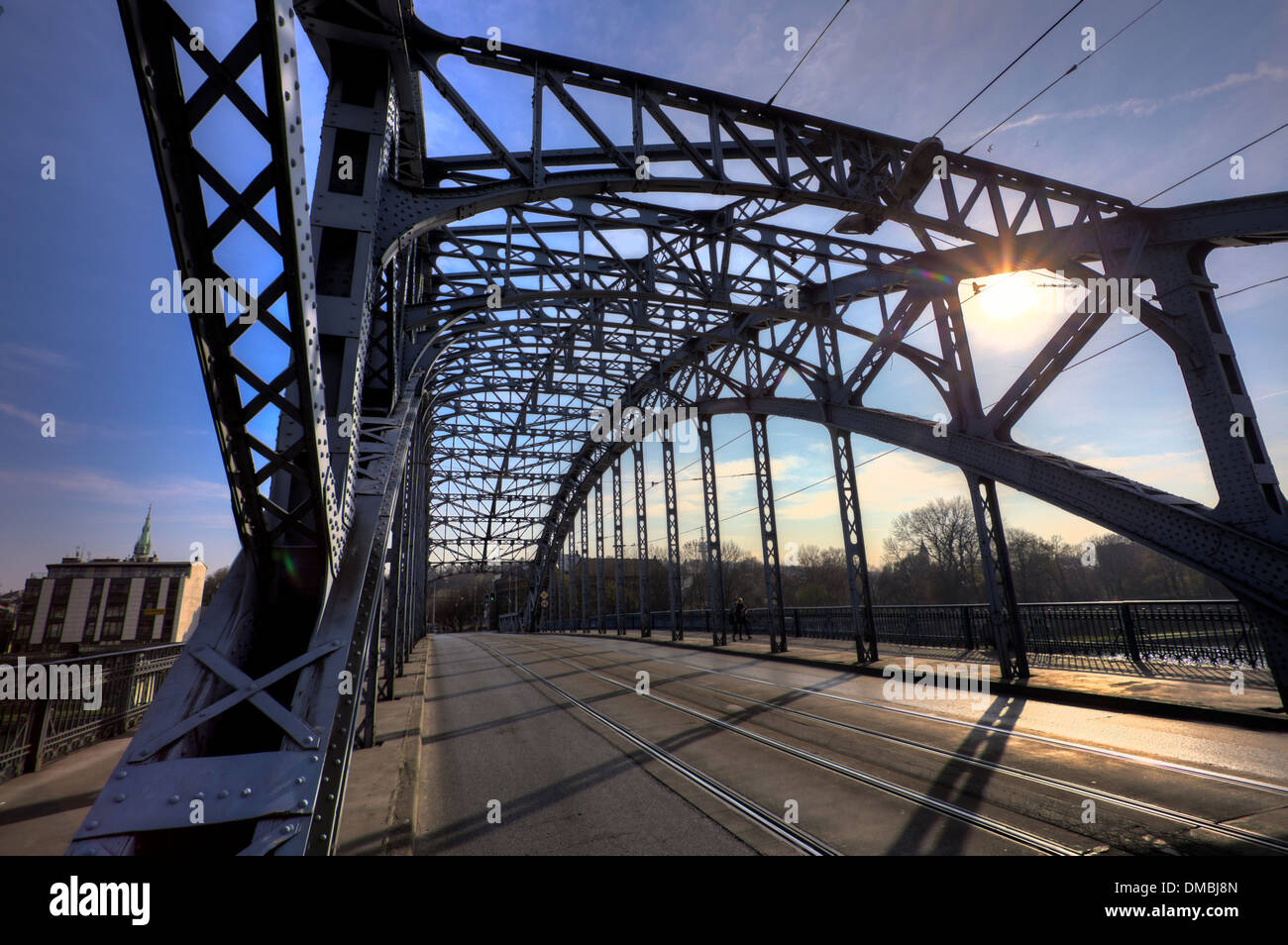 Bridge with tram rails Stock Photo - Alamy