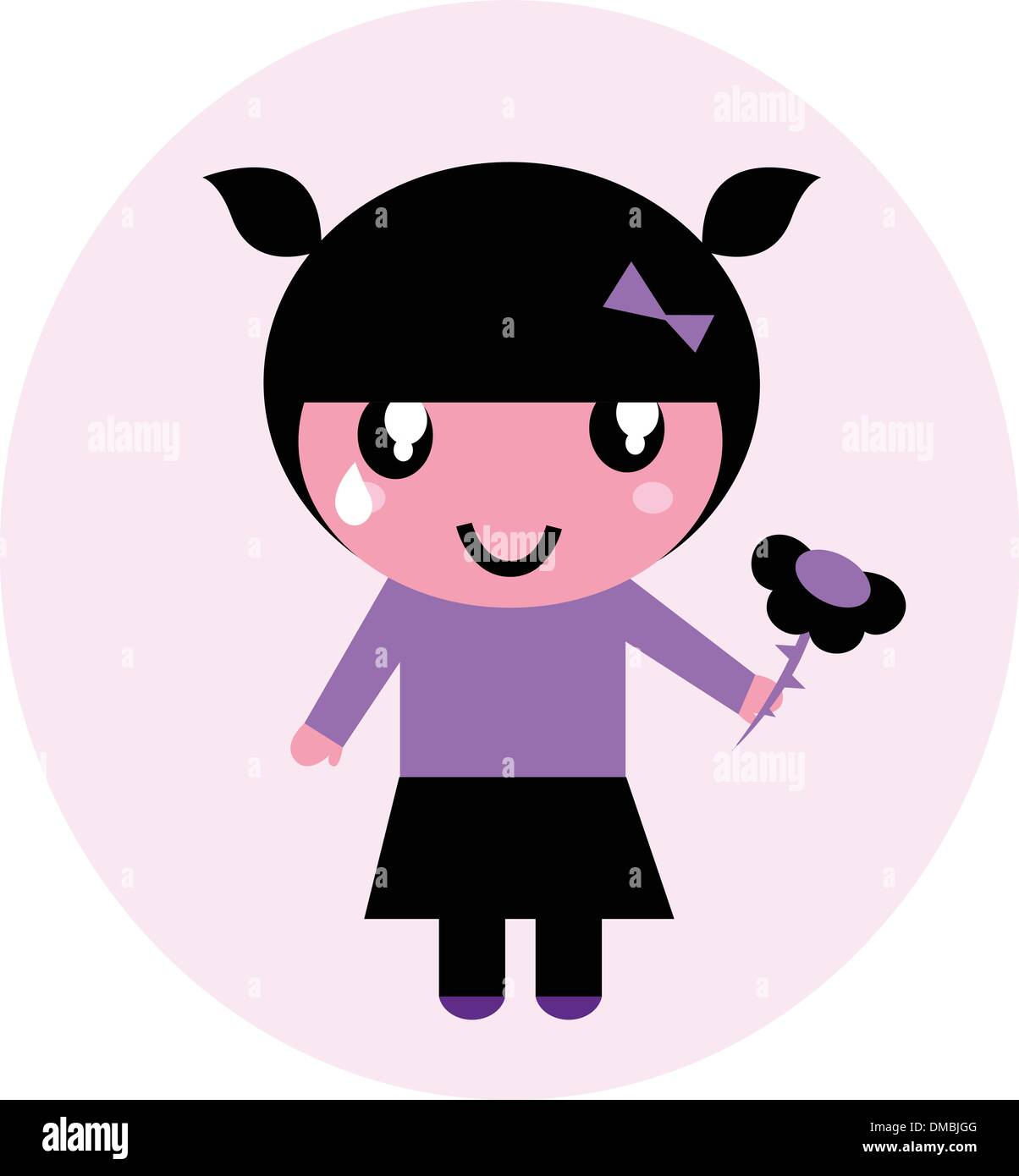 Cute emo girl with flower isolated on white Stock Vector Image & Art ...