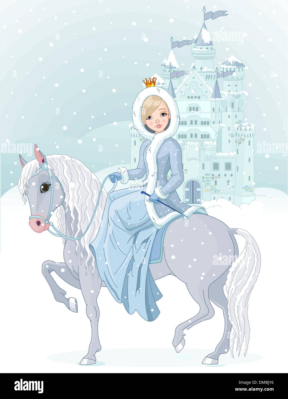 Princess riding horse at winter Stock Vector Image & Art - Alamy