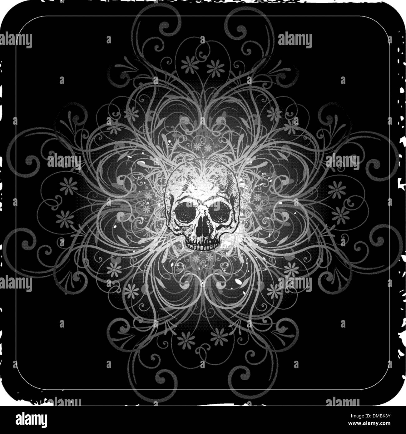 vector grunge halftone background with a skull Stock Vector Image & Art ...