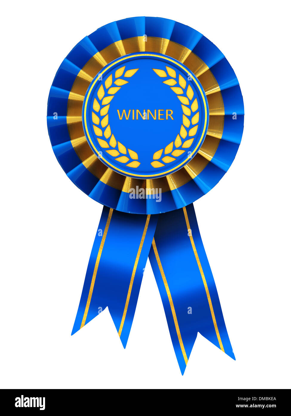 Winner , blue and gold rosette , isolated on white Stock Photo - Alamy