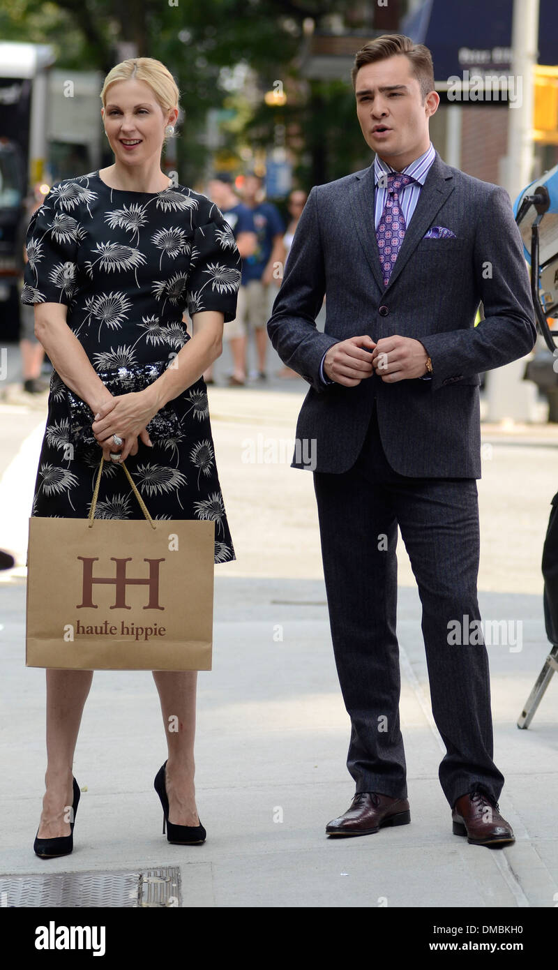 Kelly Rutherford and Ed Westwick filming on set of 'Gossip Girl in ...