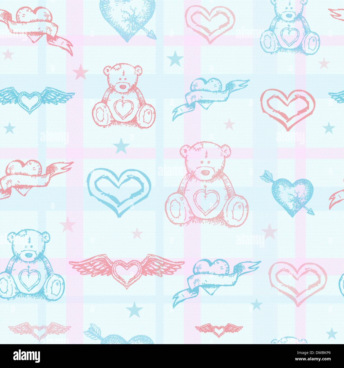 Seamless baby pattern with teddy bear Stock Vector Image & Art - Alamy