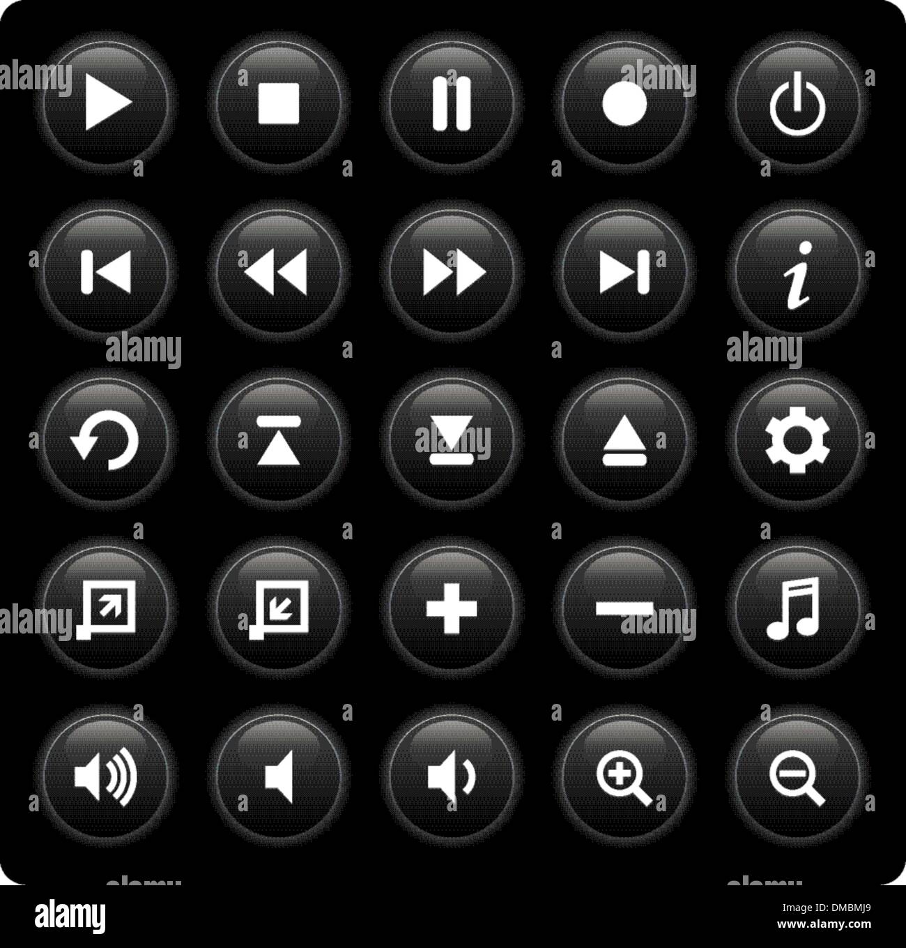 Glossy Media buttons Stock Vector Image & Art - Alamy