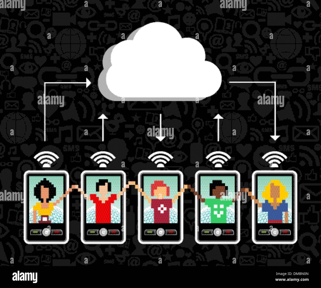 Cloud computing cell phone background Stock Vector Image & Art - Alamy