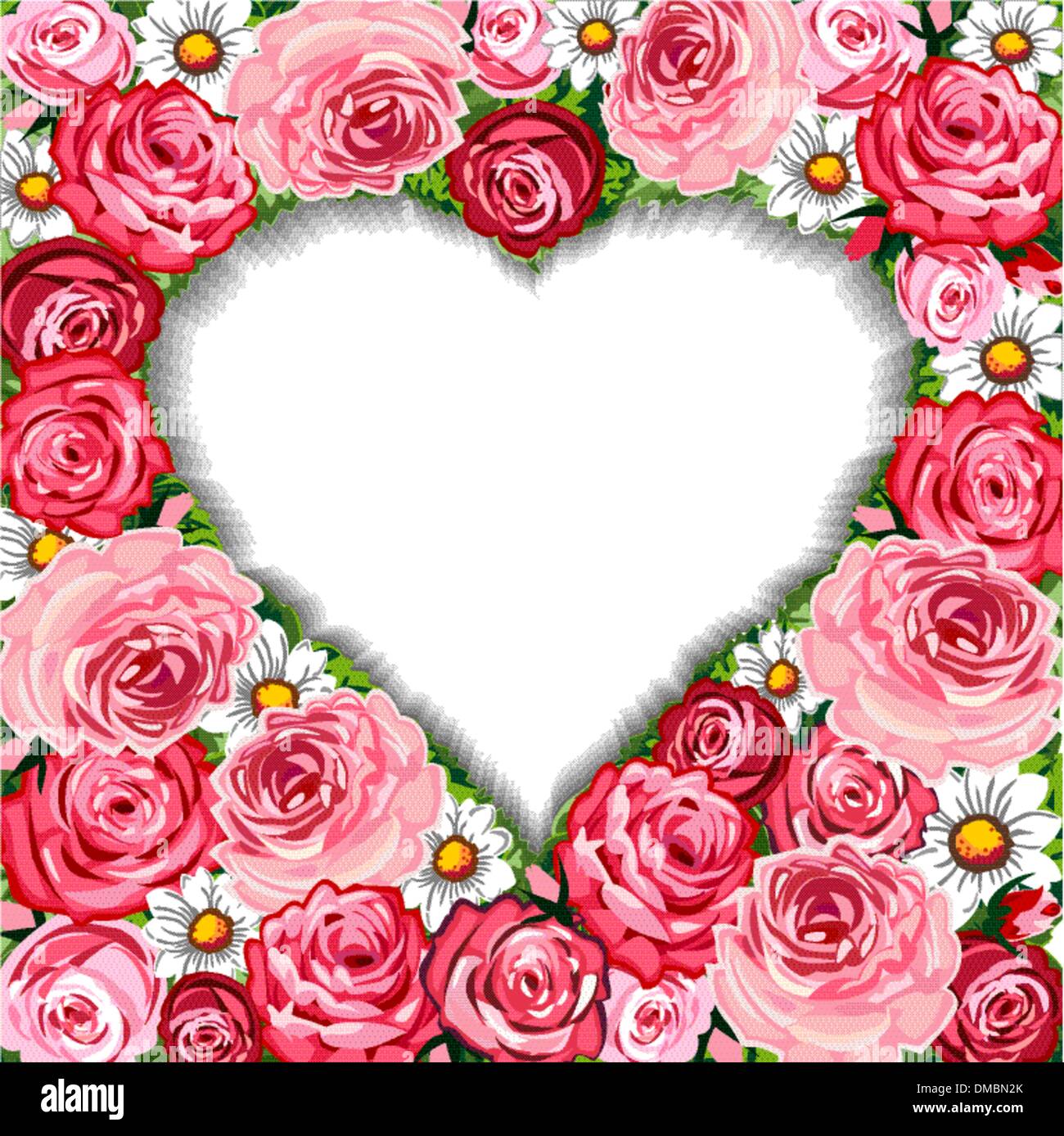 Roses background and heart frame Stock Vector Image & Art - Alamy