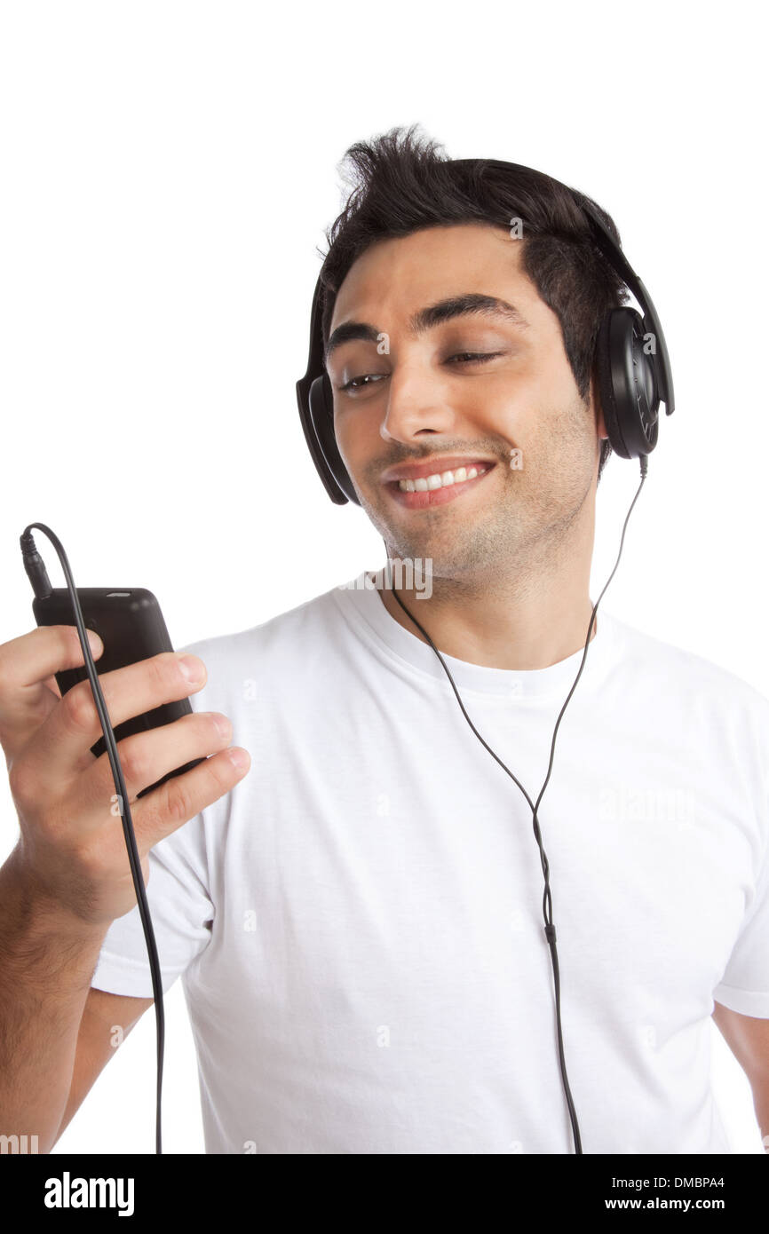 Man Listening Music on Mp3 Player Stock Photo - Alamy