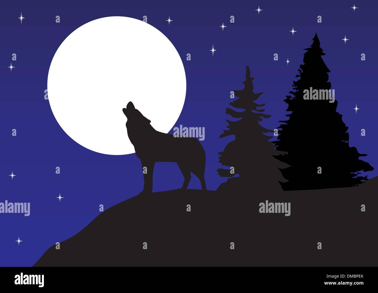 Midnight wolf Stock Vector Images - Alamy