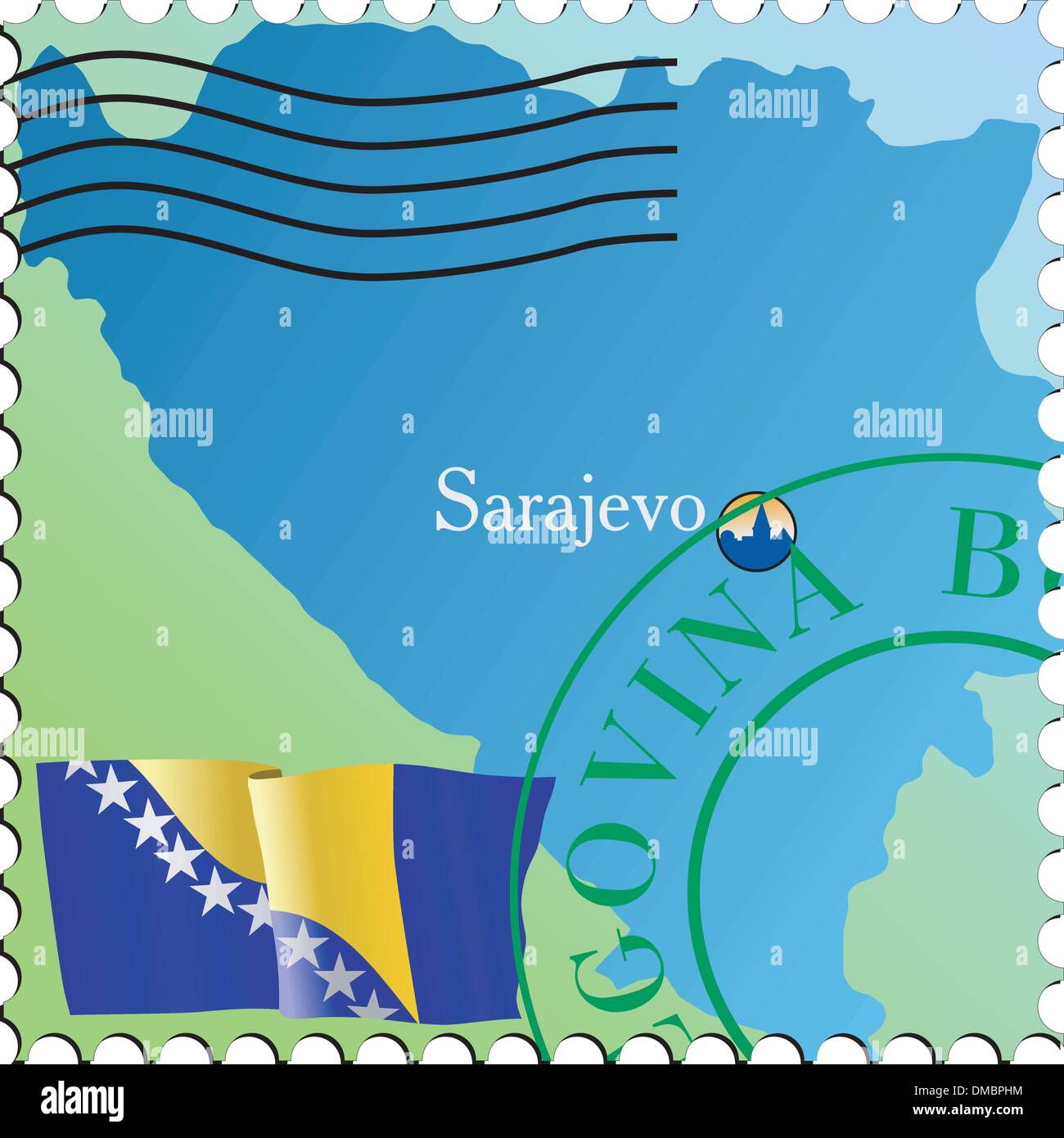 Sarajevo - capital of Bosnia and Herzegovina. Vector stamp Stock Vector ...