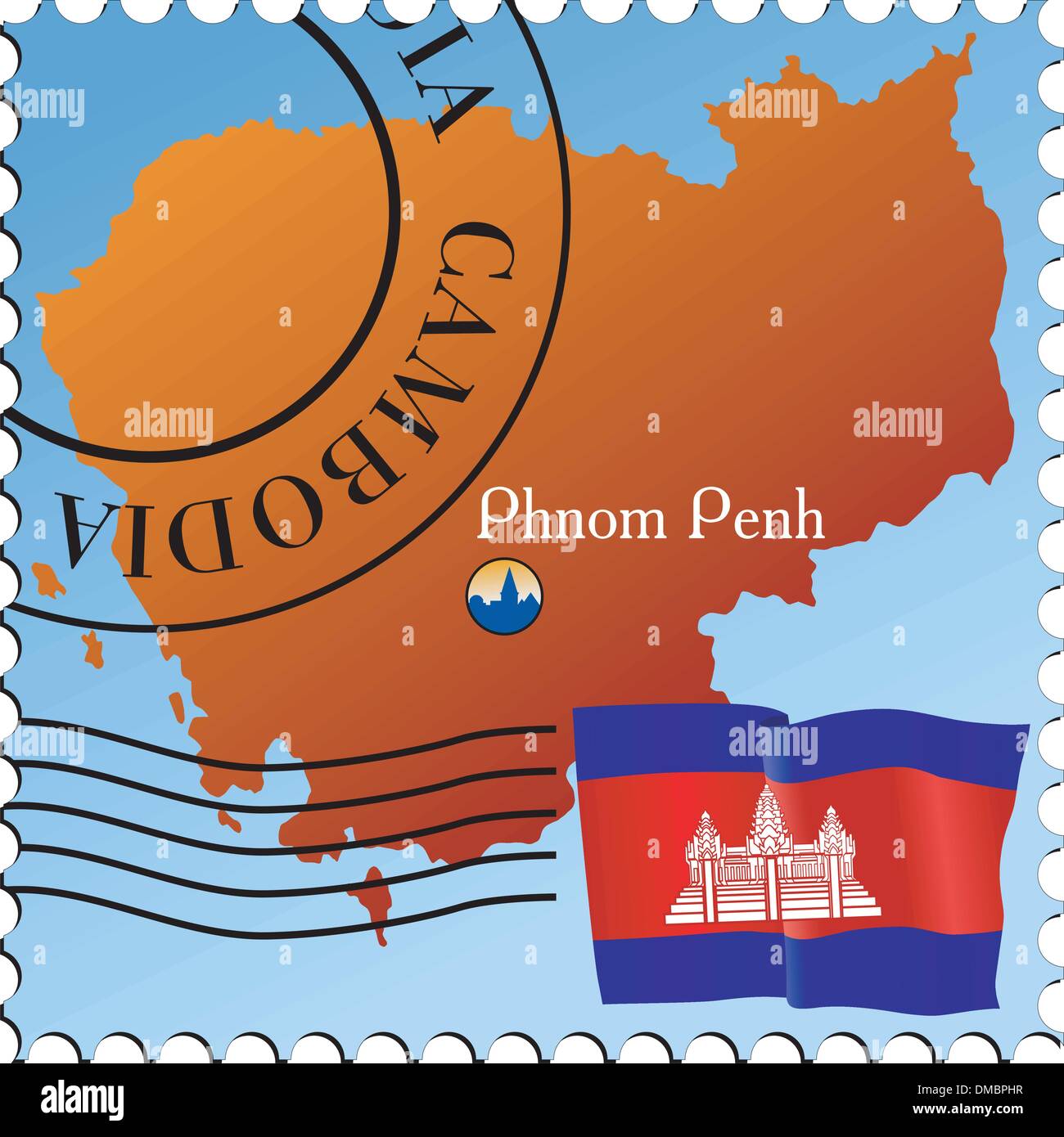 Phnom Penh - capital of Cambodia. Vector stamp Stock Vector Image & Art ...
