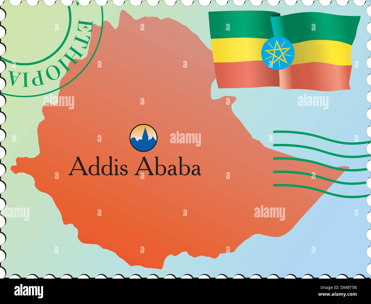 Addis Ababa - capital of Ethiopia. Vector stamp Stock Vector Image ...