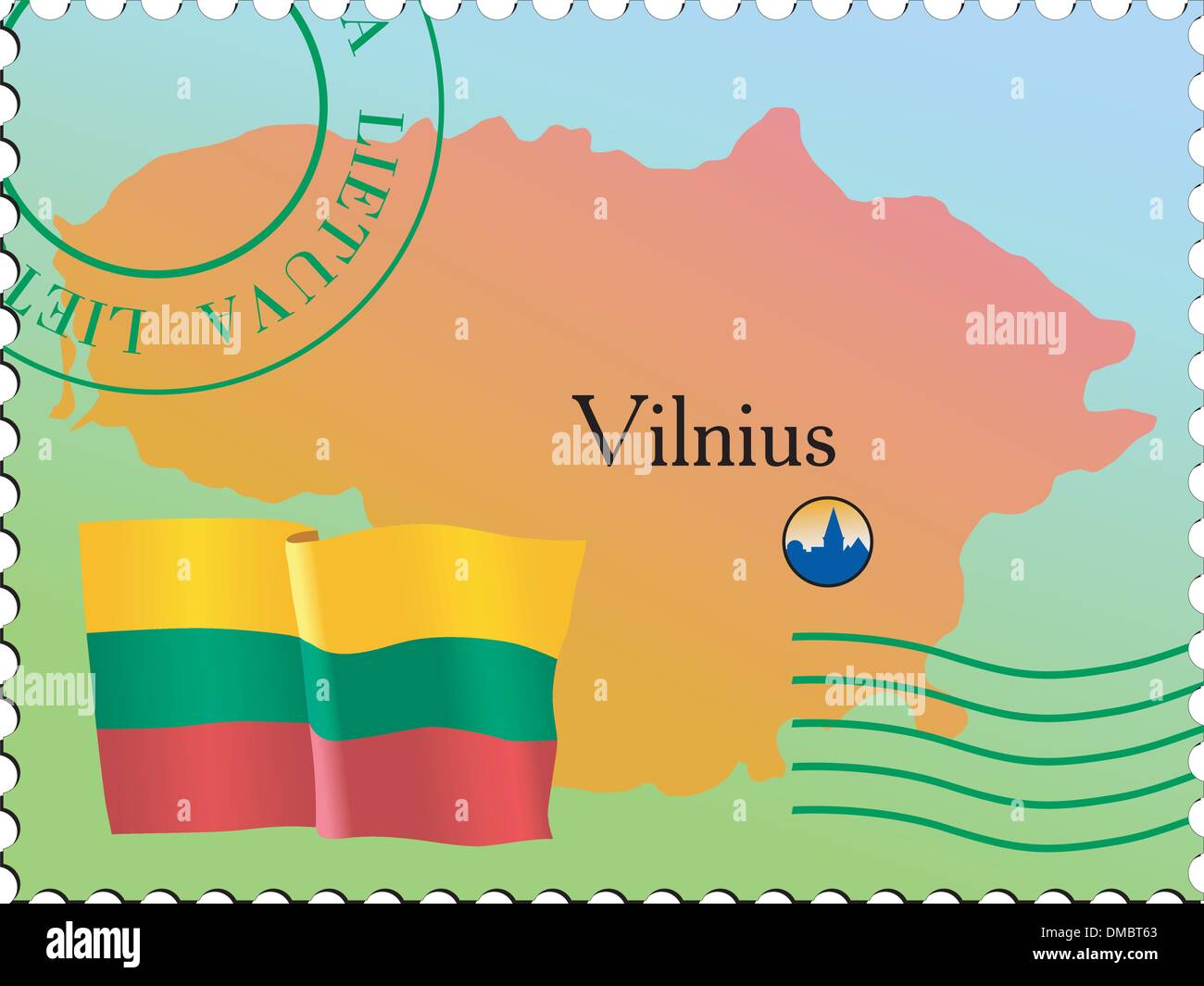 Vilnius - capital of Lithuania. Vector stamp Stock Vector Image & Art ...